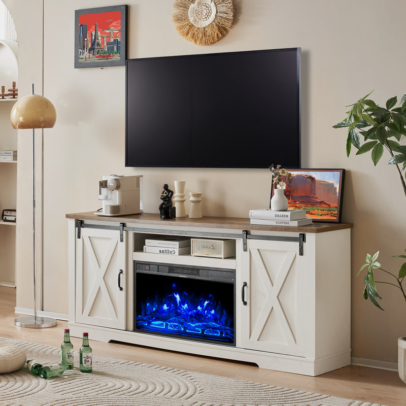 Wayfair white tv stand with fireplace store